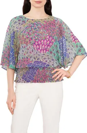 Chaus Dolman Sleeve Smocked Blouse