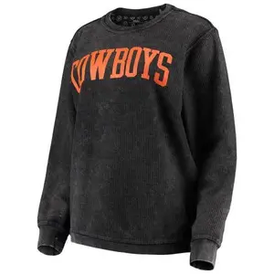 PRESSBOX Oklahoma State Cowboys Comfy Cord Vintage Wash Basic Arch Pullover Sweatshirt - Black