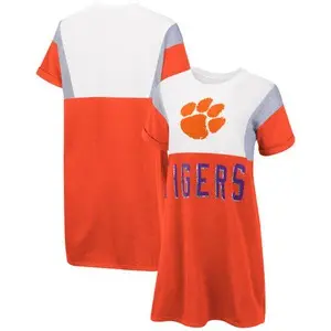 G-III 4HER BY CARL BANKS Clemson Tigers Short Sleeve T-shirt Dress - Orange