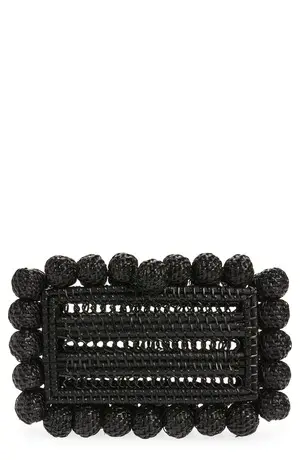 Cult Gaia Eos Rattan Box Clutch Black
