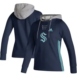 Adidas Deep Sea Blue Seattle Kraken Skate Lace Aeroready Pullover Hoodie - Navy