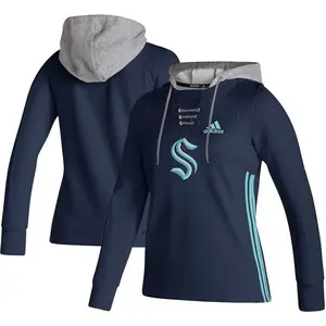 Adidas Deep Sea Blue Seattle Kraken Skate Lace Aeroready Pullover Hoodie - Navy