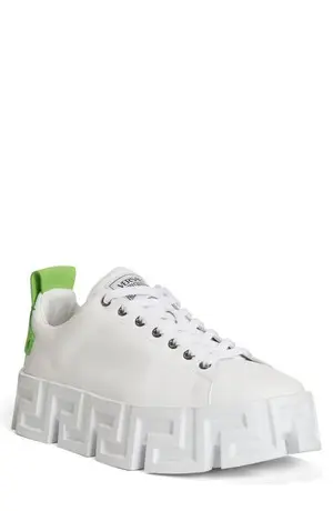 Versace Greca Labyrinth Sneaker White Neon Green White