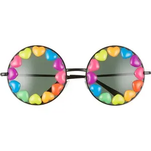 RAD + REFINED Heart Round Frame Sunglasses - Black/black Lens