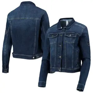 LUSSO Brooklyn Nets Georgie Swarovski Crystals Button-up Denim Jacket - Blue