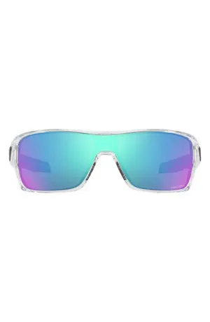 Oakley Oakley 32mm Rectangular Sunglasses Polished Clear/ Prizm Sapphire