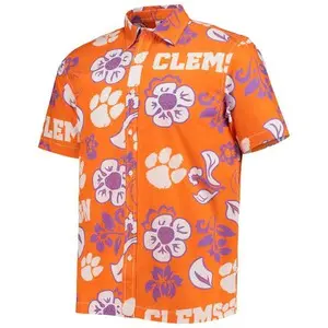 WES & WILLY Clemson Tigers Floral Button-up Shirt