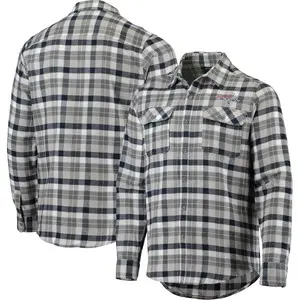 ANTIGUA Gray Washington Capitals Ease Plaid Button-up Long Sleeve Shirt - Navy