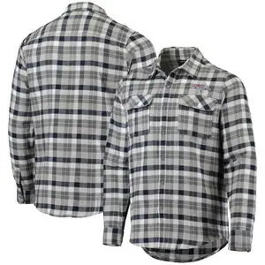 ANTIGUA Gray Washington Capitals Ease Plaid Button-up Long Sleeve Shirt
