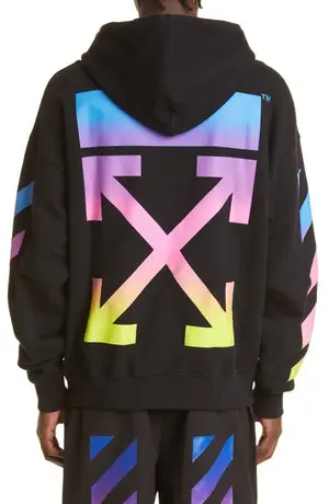 Off-White Rainbow Arrows Cotton Graphic Hoodie