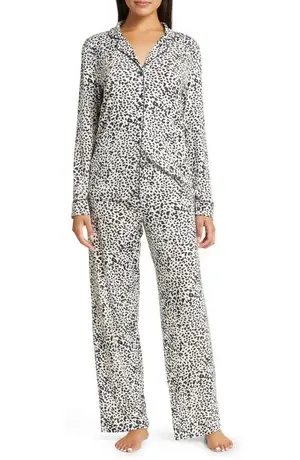 Nordstrom Moonlight Eco Knit Pajamas Black Leopard