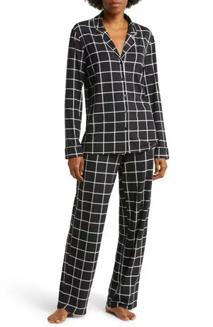 Nordstrom Moonlight Eco Knit Pajamas Black Window Pane