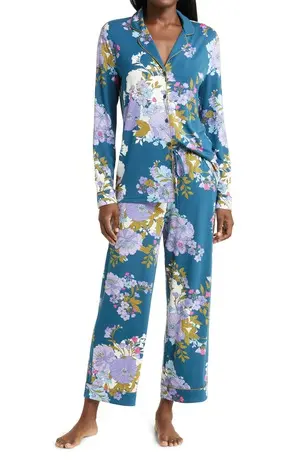 Nordstrom Moonlight Eco Knit Pajamas Blue Ceramic Joy Floral