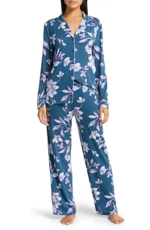 Nordstrom Moonlight Eco Knit Pajamas Blue Ceramic Winter Floral