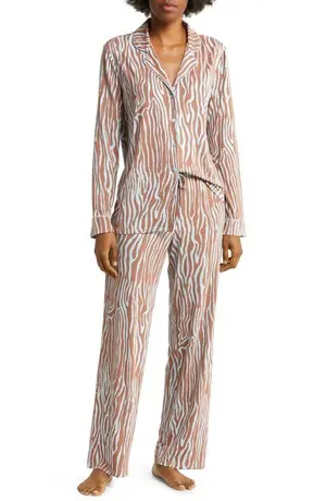 Nordstrom Moonlight Eco Knit Pajamas Blue Falls Zebra