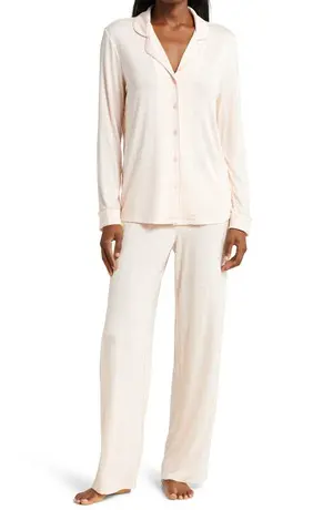 Nordstrom Moonlight Eco Knit Pajamas Pink Seashell Becca Gingham