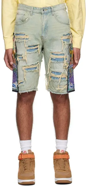 WHO DECIDES WAR Who Decides War By MRDR BRVDO Blue Denim Shorts - Denim