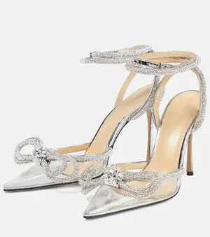 Mach & Mach Double Bow Embellished Pumps - Silver