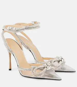 Mach & Mach Double Bow Embellished Pumps - Silver
