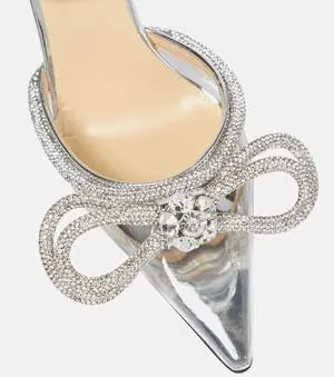 Mach & Mach Double Bow Embellished Pumps - Silver