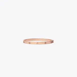 Tory Burch Icon Thin Hinge Bangle Rose Gold
