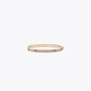 Tory Burch Icon Thin Hinge Bangle - Rose Gold/pink
