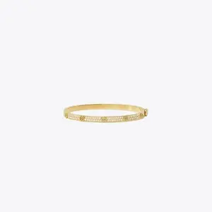 Tory Burch Icon Thin Hinge Bangle - Tory Gold/crystal