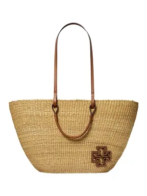 Tory Burch Ella Straw Basket Tote Beige