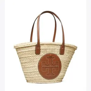 Tory Burch Ella Straw Basket Tote Natural / Classic Cuoio
