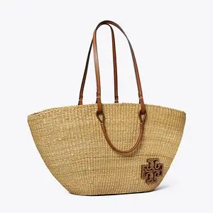 Tory Burch Ella Straw Basket Tote Natural