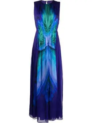 Alberta Ferretti Butterfly Print Maxi Dress