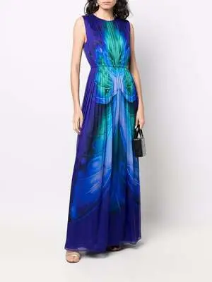 Alberta Ferretti Butterfly Print Maxi Dress