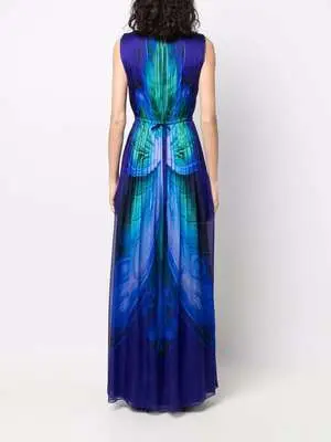 Alberta Ferretti Butterfly Print Maxi Dress