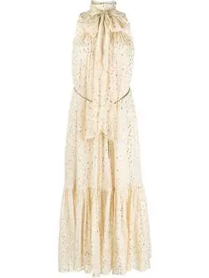 Zimmermann Tie-neck Metallic-detailed Dress