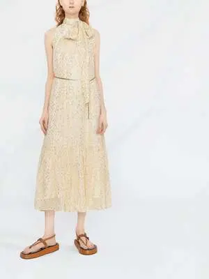 Zimmermann Tie-neck Metallic-detailed Dress