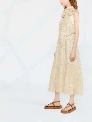 Zimmermann Tie-neck Metallic-detailed Dress