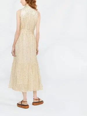 Zimmermann Tie-neck Metallic-detailed Dress