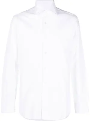 BARBA NAPOLI Long-sleeve Poplin Shirt - White