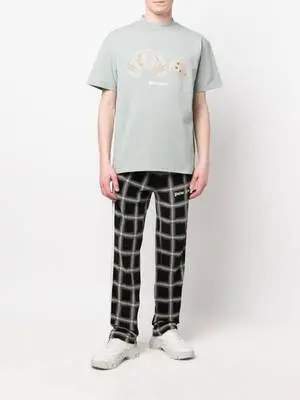 Palm Angels Teddy Bear Logo-print Crew-neck T-shirt - Green