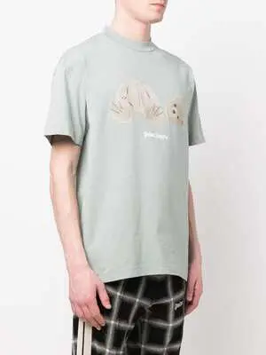 Palm Angels Teddy Bear Logo-print Crew-neck T-shirt - Green