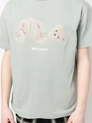 Palm Angels Teddy Bear Logo-print Crew-neck T-shirt - Green