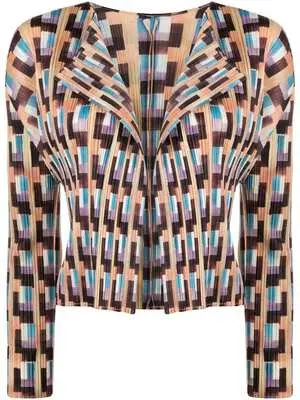 Issey Miyake Geometric-print Fitted Jacket