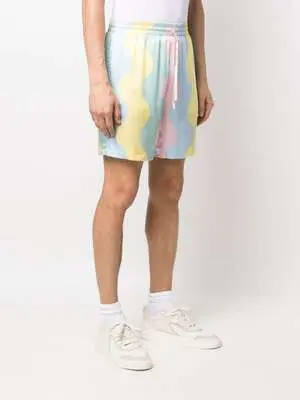 Casablanca Wave-print Silk Shorts - Yellow