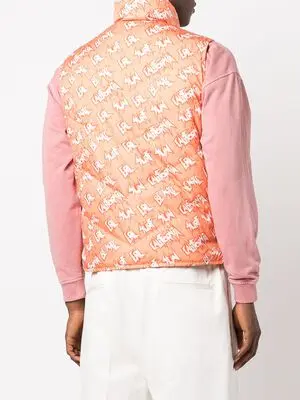 ERL Reversible Logo-print Padded Gilet - Orange
