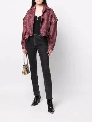 MANOKHI Oversized Leather Biker Jacket