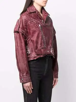 MANOKHI Oversized Leather Biker Jacket