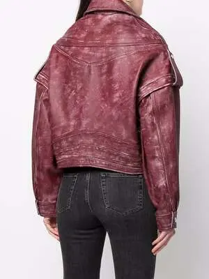 MANOKHI Oversized Leather Biker Jacket