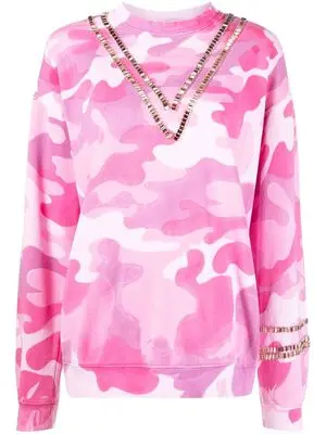 Collina Strada Camouflage-print Crystal-embellished Sweatshirt - Pink