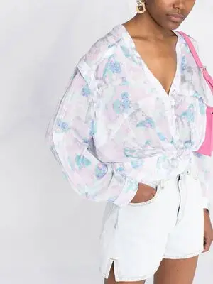 IRO PARIS Floral-print V-neck Blouse - Pink