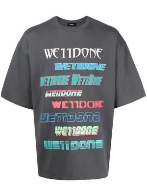 We11Done Oversize Logo-print T-shirt - Grey